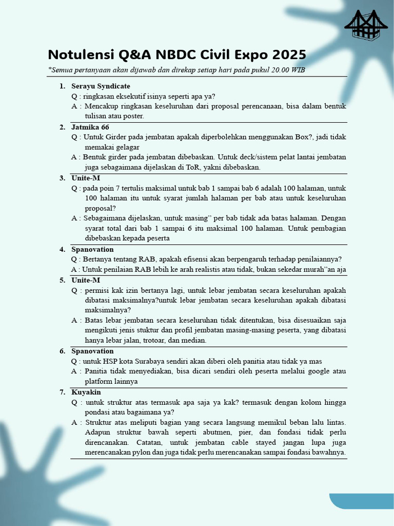Notulensi Q&A NBDC Civil Expo 2025 (9 September 2025) | PDF