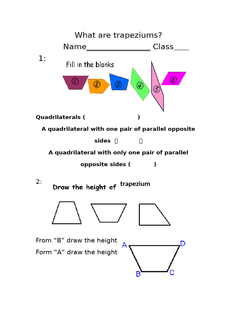 Worksheet What Is A Trapezium | PDF