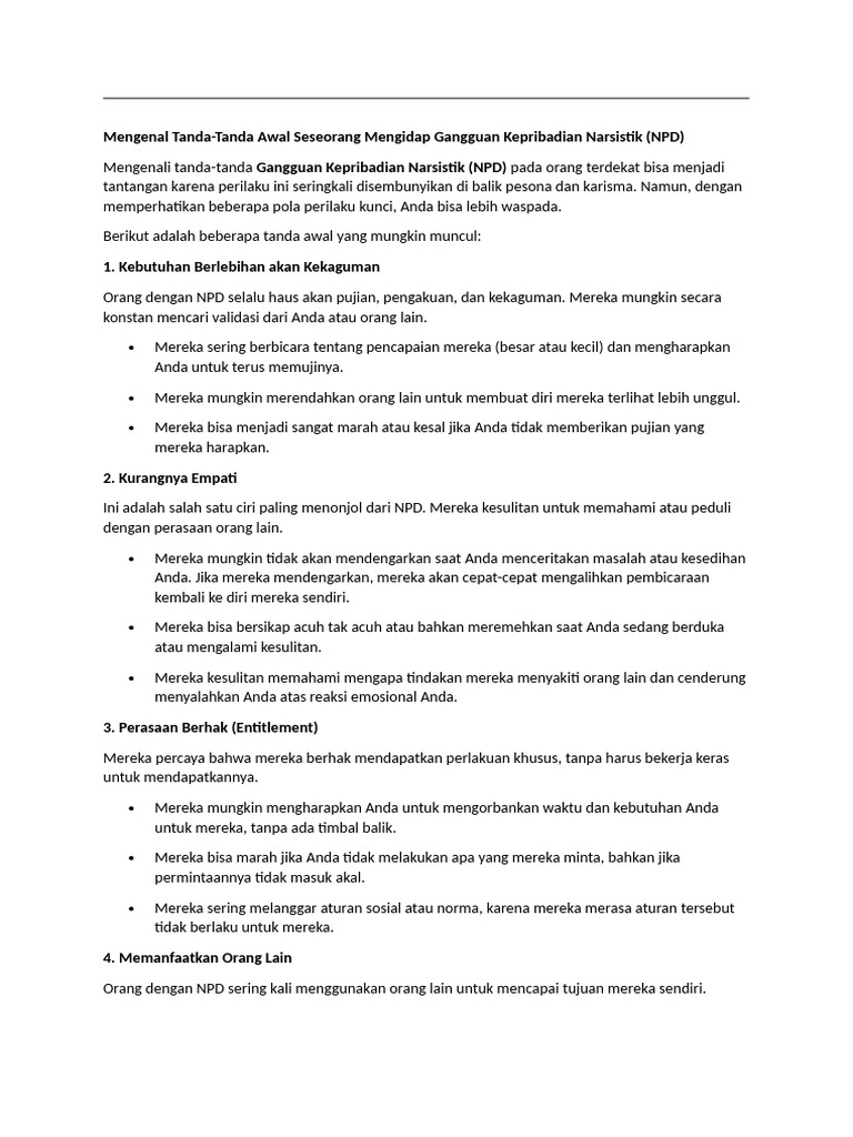 Mengenal Tanda - Tanda Awal NPD | PDF