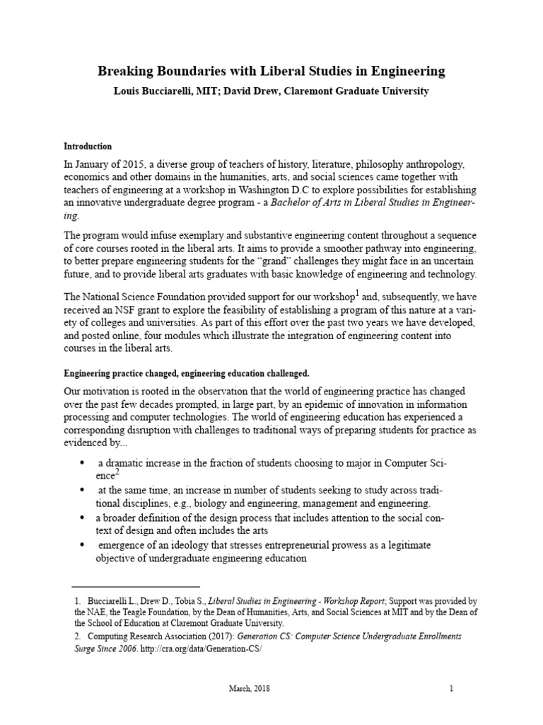 Liberal Studies in Engineering Program | PDF | Curriculum | Science