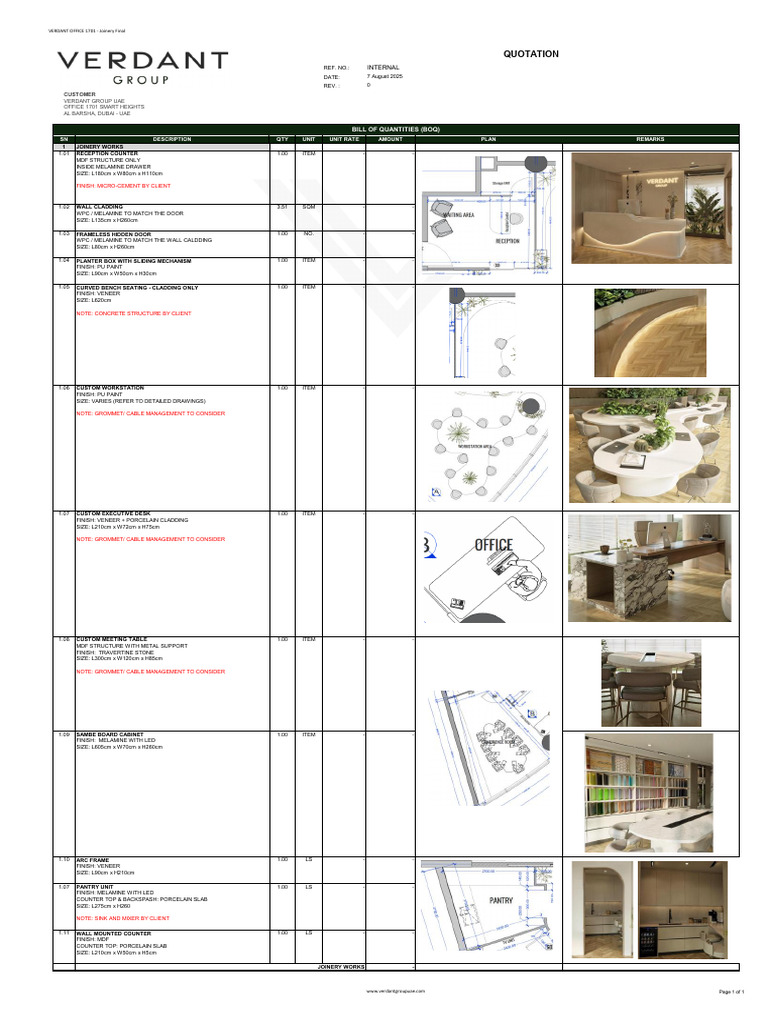 Joinery Works Quotation for Office 1701 | PDF | Architectural Elements ...