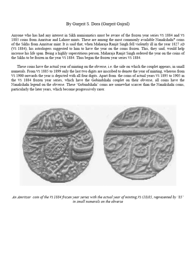 Sikh Coins: Amritsar Mint's Frozen Year Series | PDF | Currency | Coins