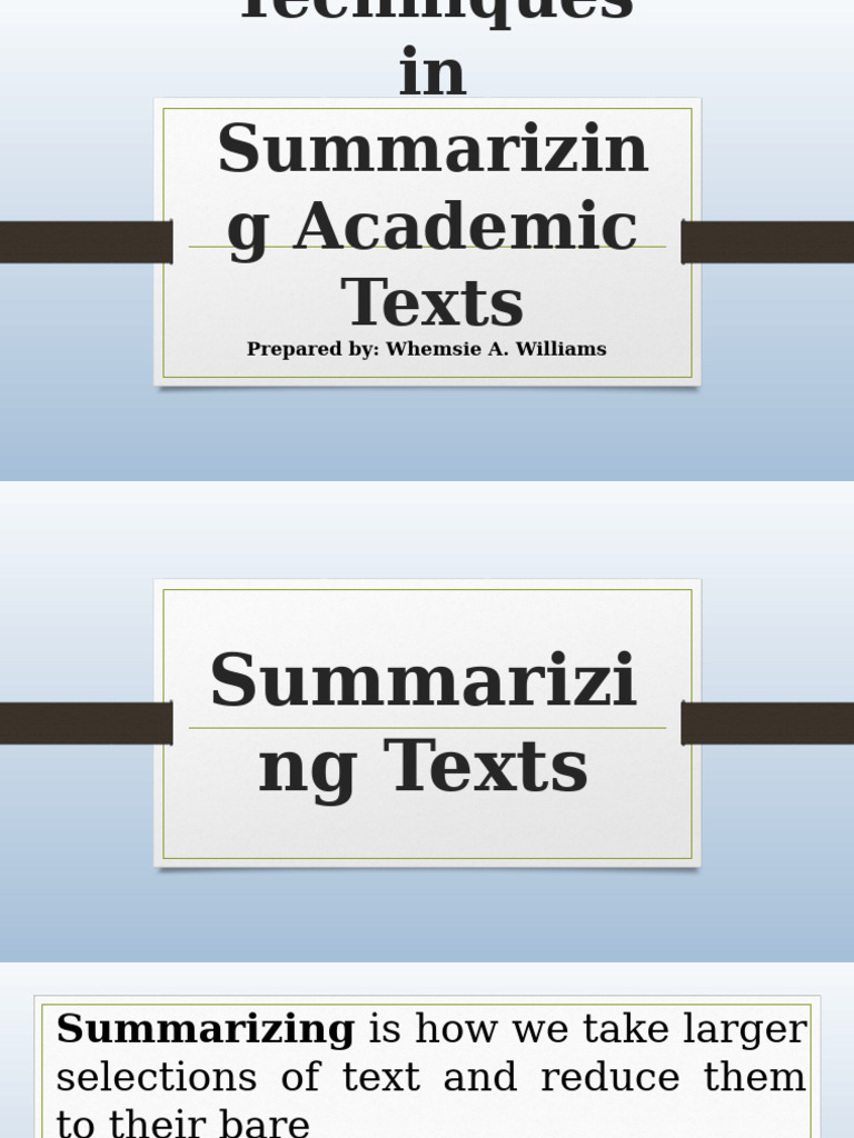 EAPP LESSON4 Techniques in Summarizing Academic Texts | PDF ...