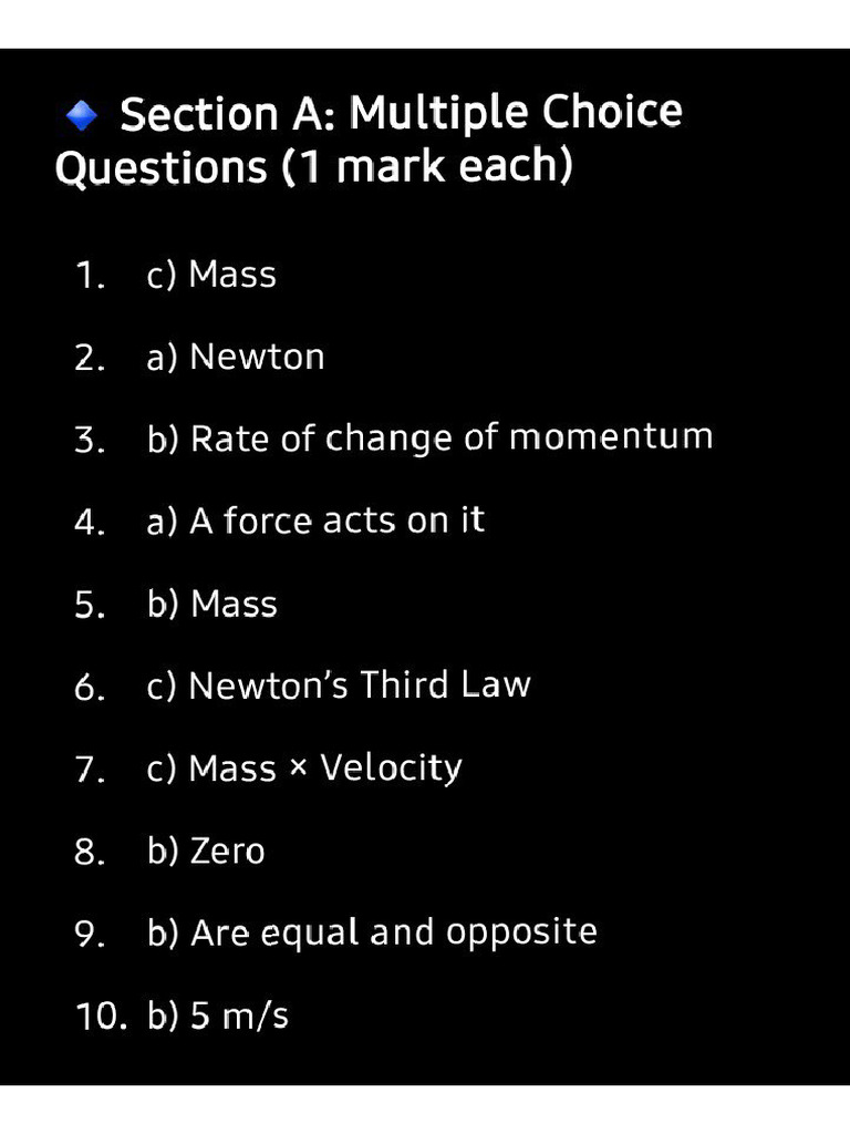 Class 9 Force and LOM Worksheet Answers Key | PDF