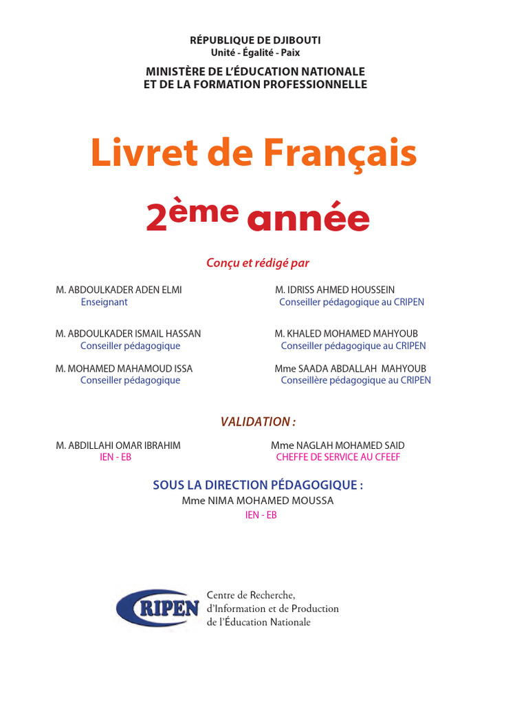 Livret d'Activités Français 2ème Année | PDF