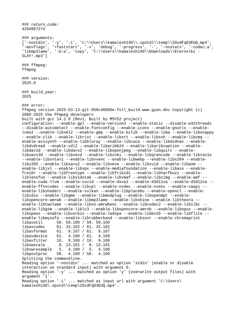 FFmpeg Command Debugging Guide | PDF | Codec | Mp3