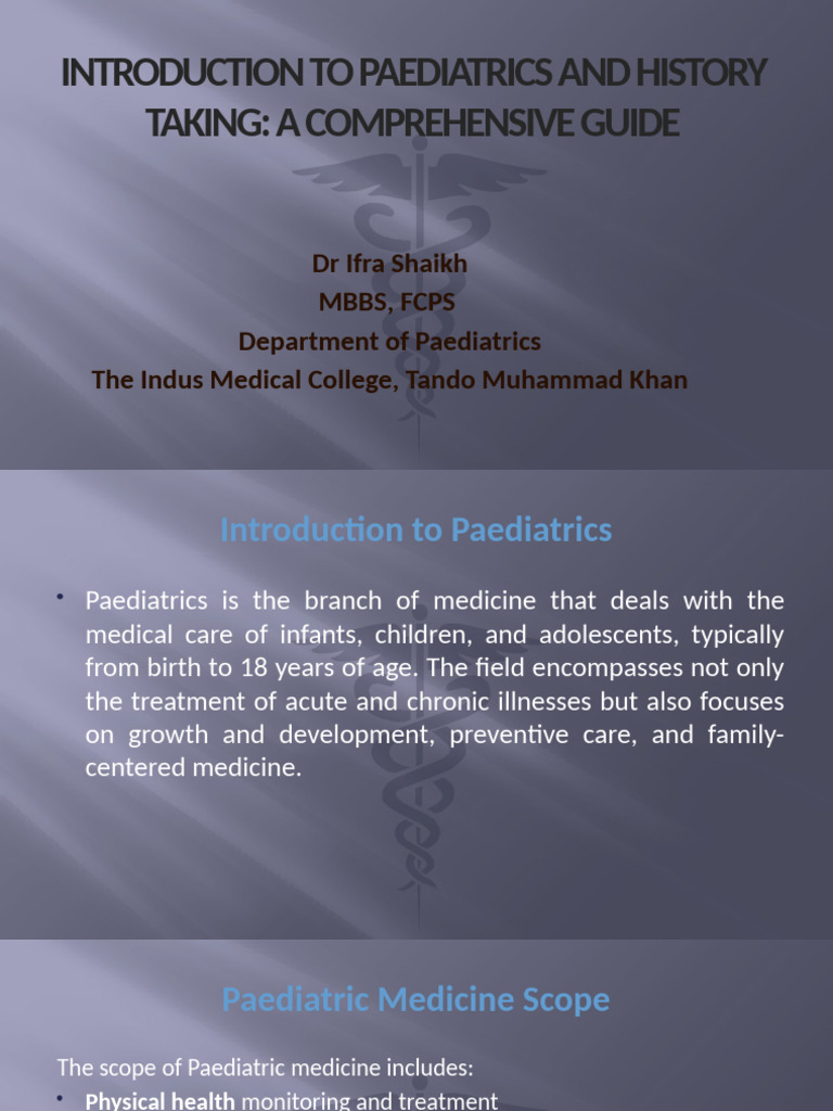 Introduction To Paediatrics and History Taking | PDF | Vaccines ...