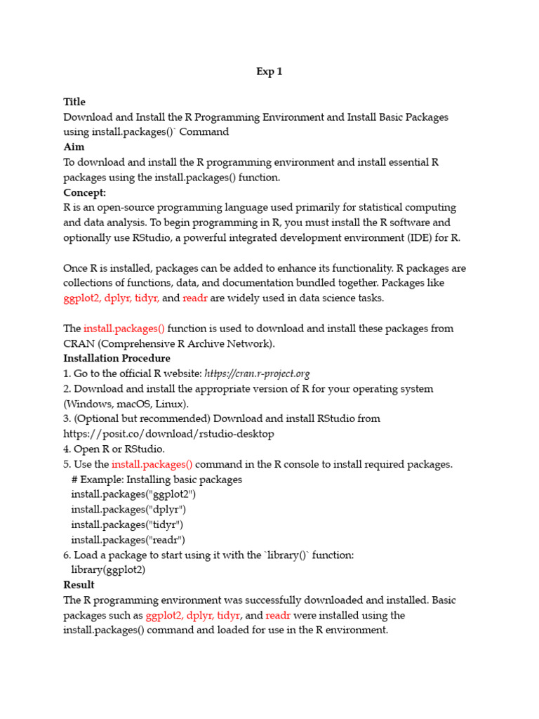 Record Note | PDF | Data Type | R (Programming Language)