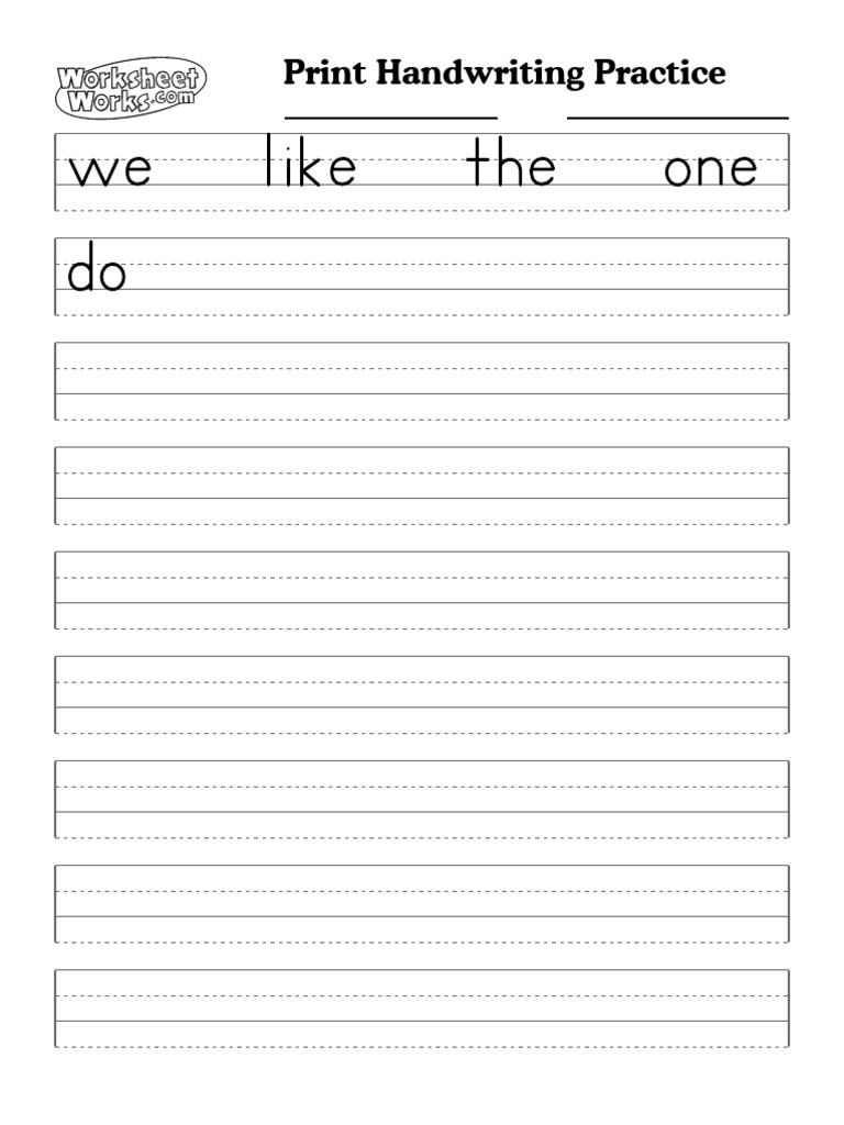 WorksheetWorks Print Handwriting Practice 1 | PDF