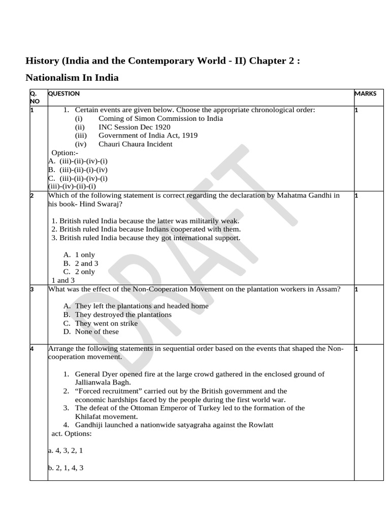 Ch-2 Nationalism in India Worksheet History | PDF | Mahatma Gandhi ...