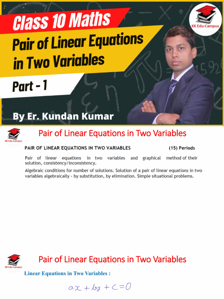 Class 10 - Pair of Linear Equations in Two Variables | PDF