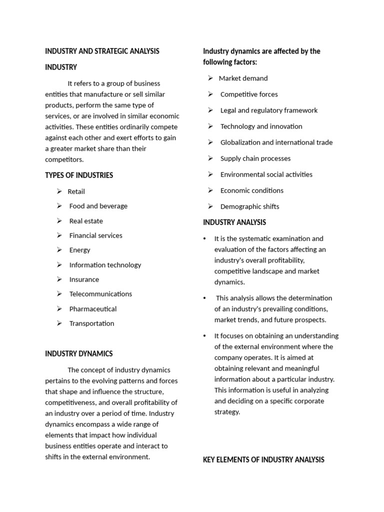 Industry and Strategic Analysis | PDF | Strategic Management | Supply Chain