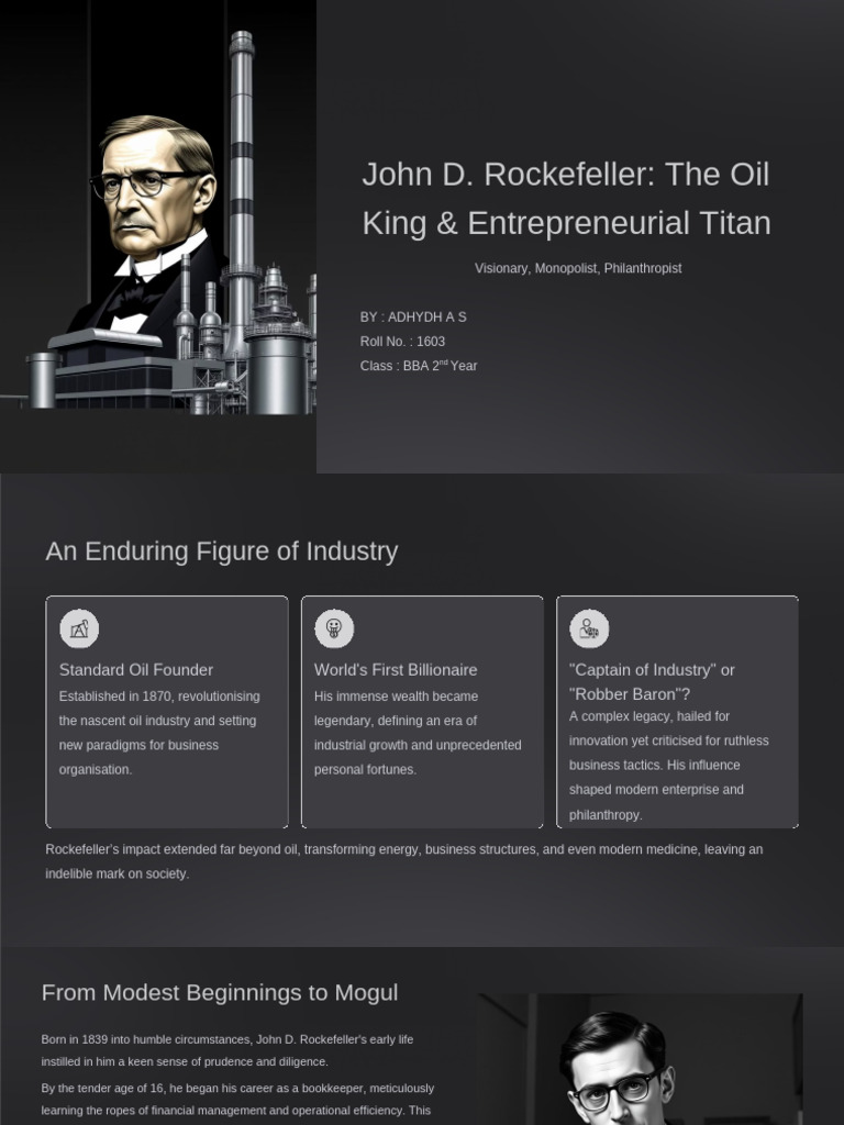 John D. Rockefeller - The Oil King & Entrepreneurial Titan - PPTX ...