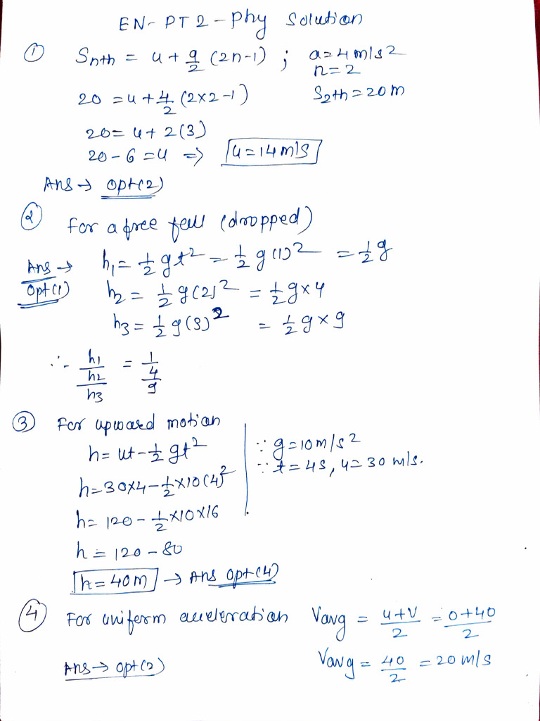 Physics Problem Solutions and Calculations | PDF