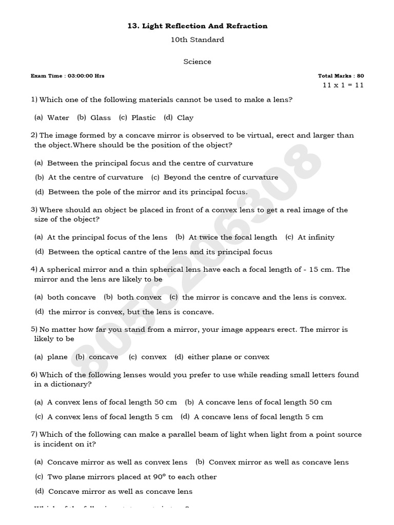 Chapter 13: Light Notes for Class 8 | PDF | Mirror | Glass Engineering ...