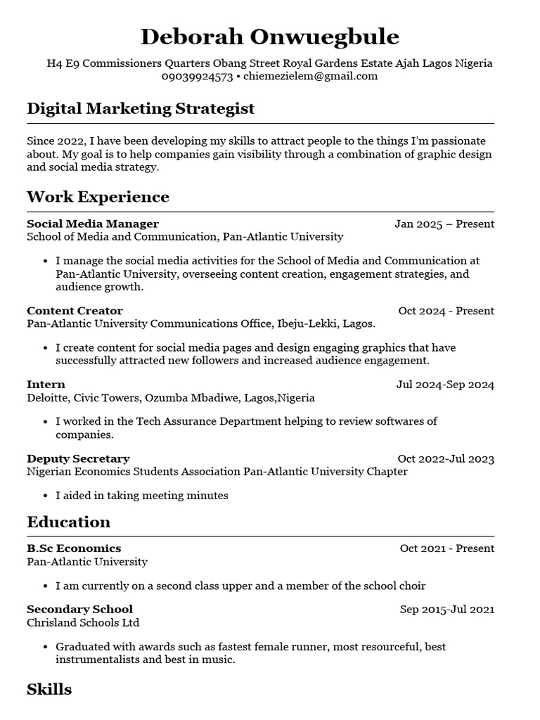 Resume Deborah Onwuegbule | PDF
