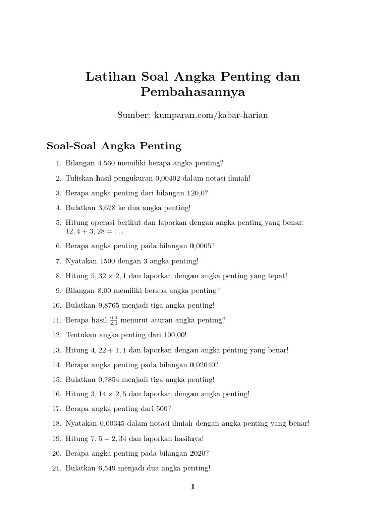 Latihan Soal Angka Penting | PDF