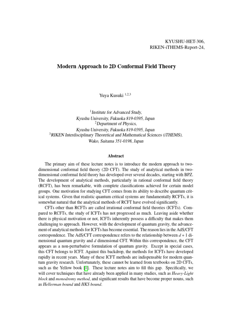 Modern Techniques in 2D CFT Analysis | PDF | Quantum Field Theory ...
