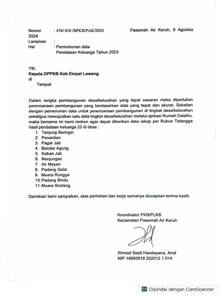 Surat Permohonan RDK 11 Desa Di Paiker | PDF