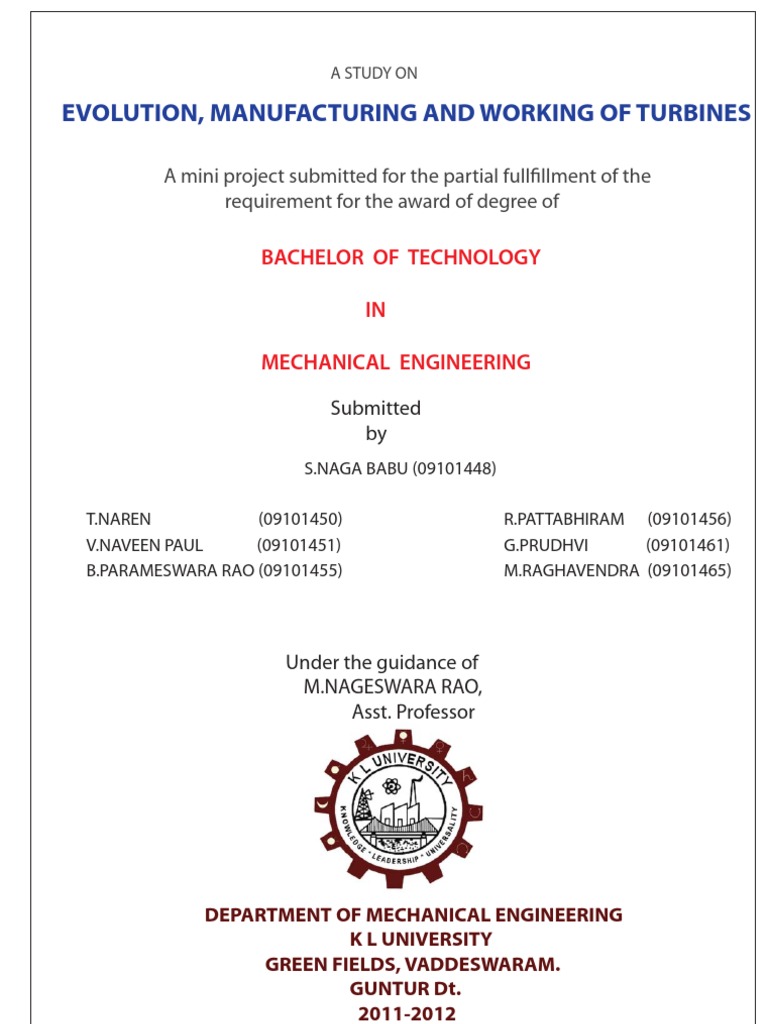 KLU - Project Report (Red.) | PDF | Steam Engine | Gas Turbine