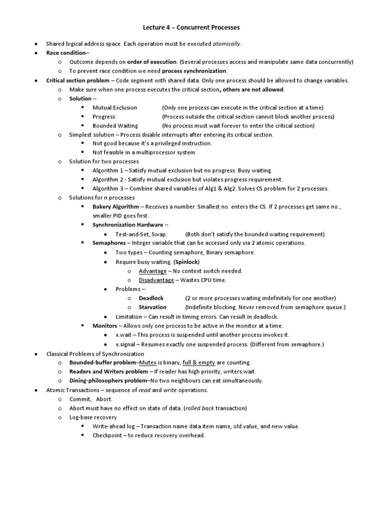 Concurrent Processes and Deadlock Management | PDF | File System | Cpu ...