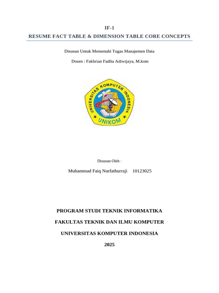 IF-1 Resume Fact Table & Dimension Table Core Concepts | PDF