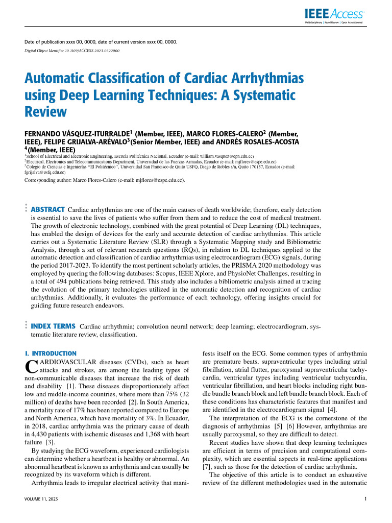 Automatic Classification of Cardiac Arrhythmias Us | PDF | Sensitivity ...