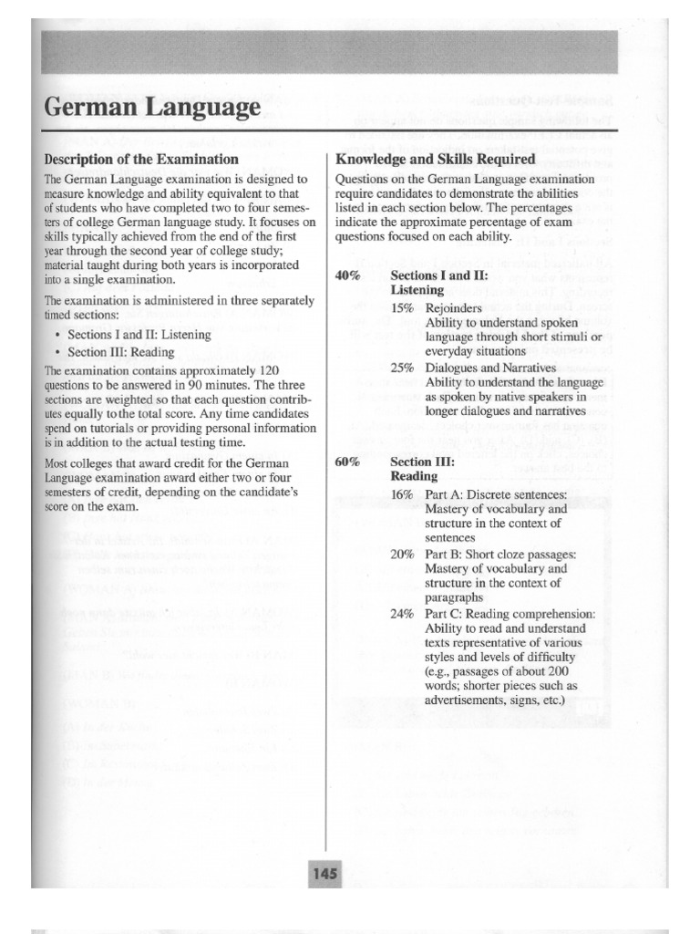 CLEP 2011 German Study Guide | PDF