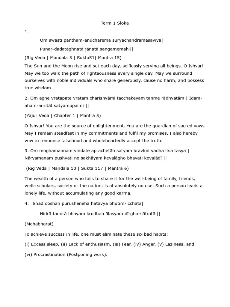 Vedic Wisdom: Mantras for Righteous Living | PDF | Vedas | Mantra