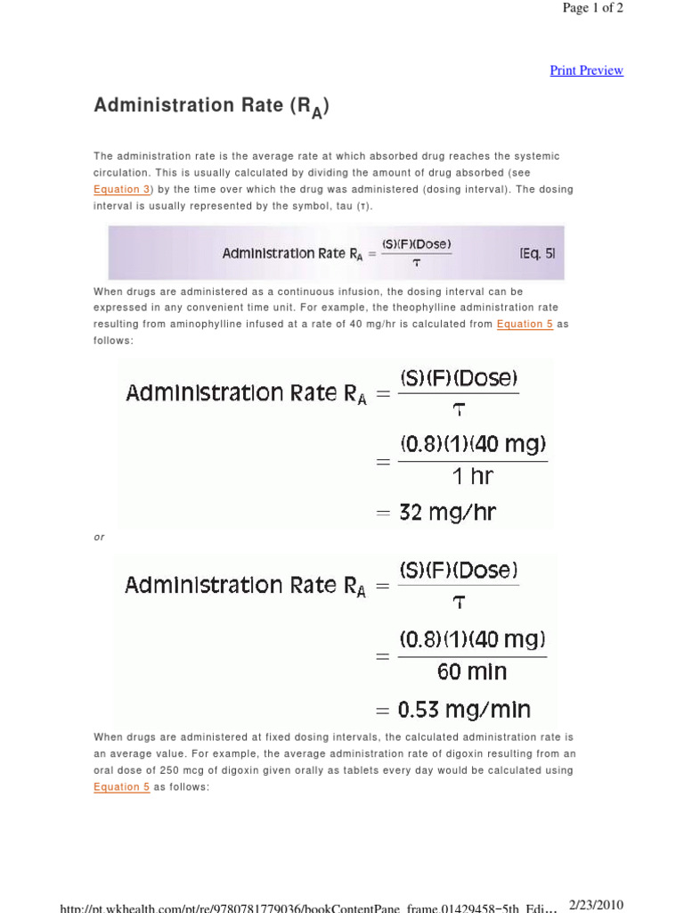Drug Administration Rate Explained | PDF