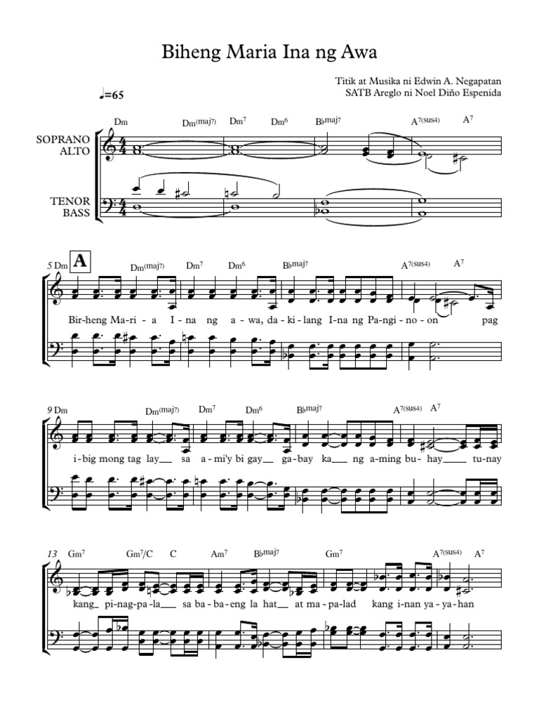Biheng Maria Ina NG Awa - Full Score | PDF
