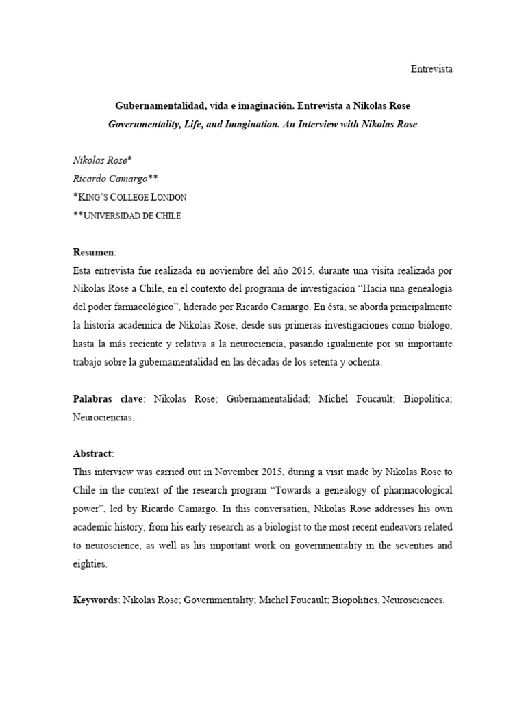 Nikolas Rose Gobernamentalidad | PDF | Pensamiento | Michel Foucault