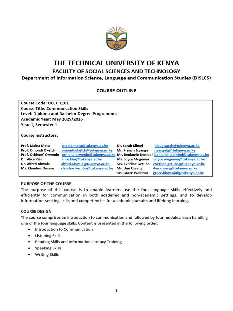 Communication Skills Course Outline | PDF | Communication | Human ...