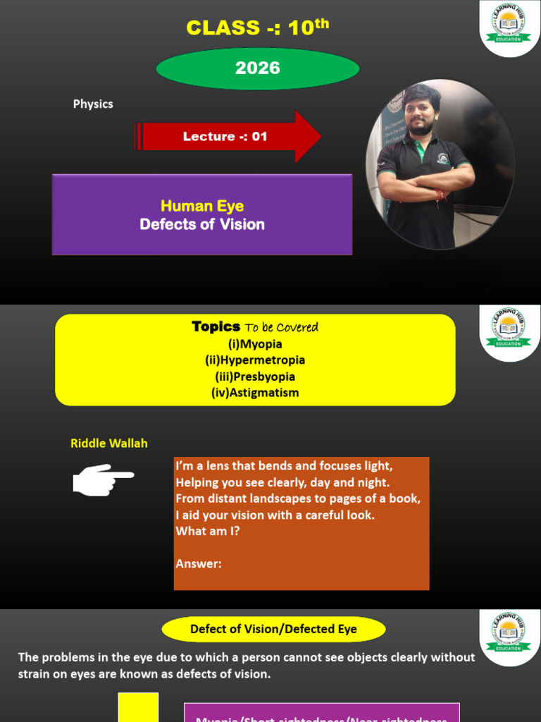 Defect of Vision Class 10th | PDF | Myopia | Human Eye