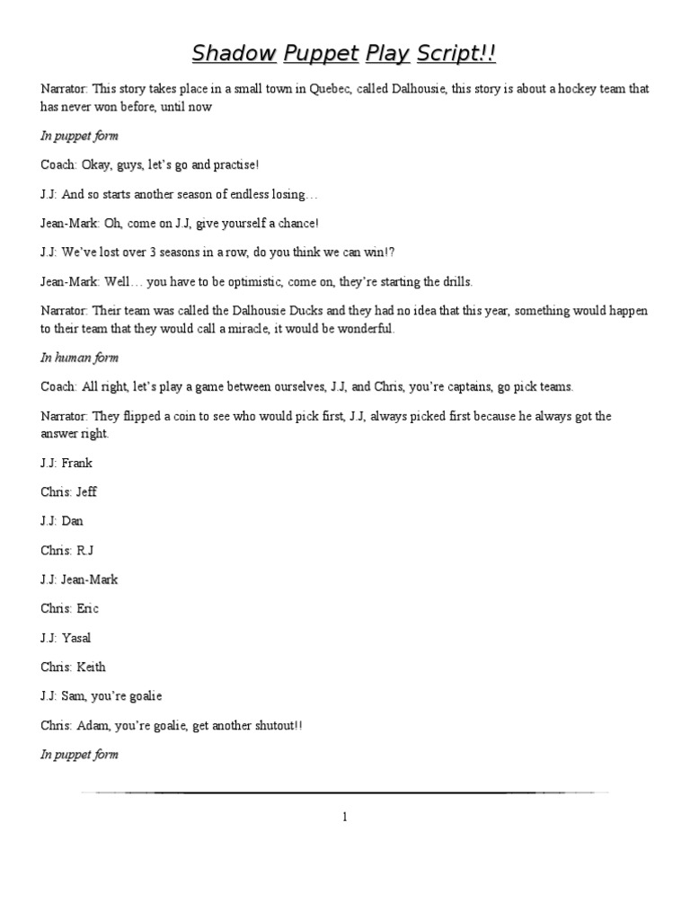 Shadow Puppet Play Script | PDF | American Football | Sports