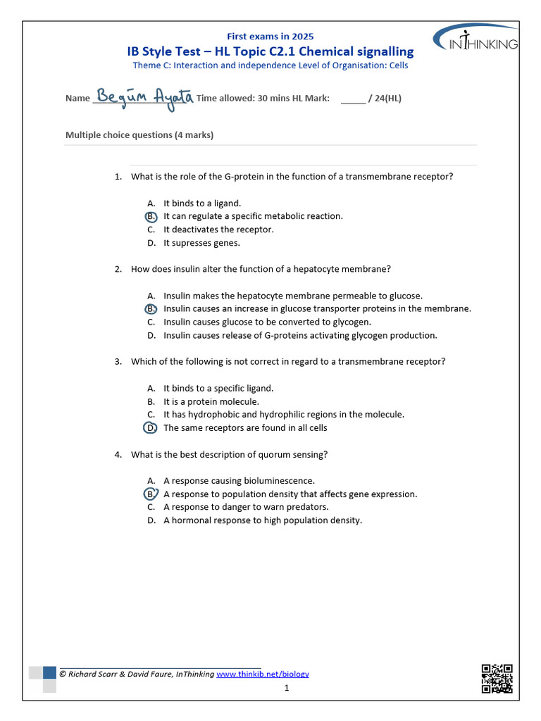 C2.1 Chemical Signaling 2gd | PDF | Cell Signaling | Insulin
