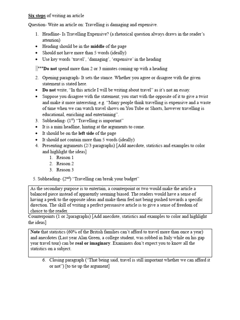 Six Steps of Article Writing | PDF