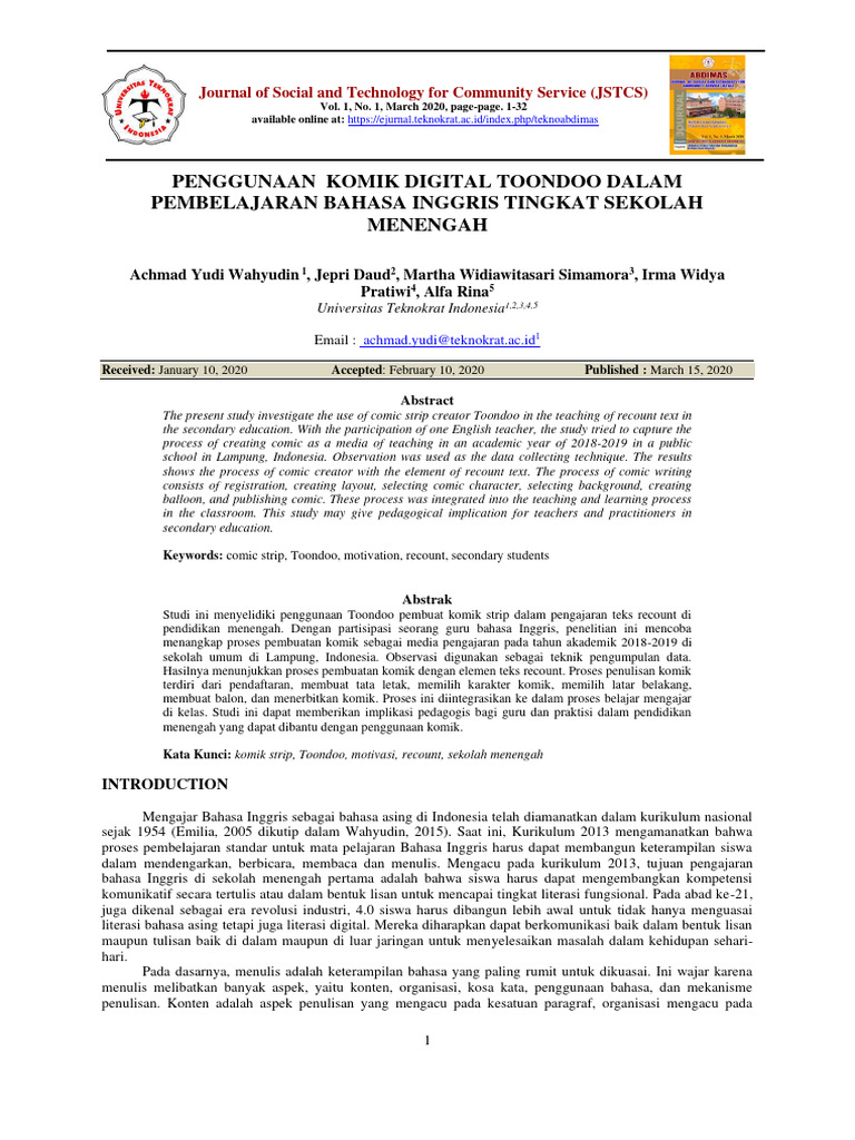 Penggunaan Toondoo dalam Pembelajaran Inggris | PDF