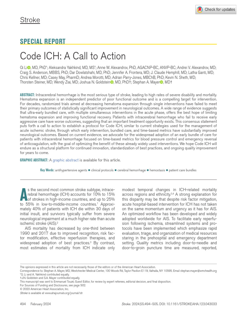 Code ICH: Improving Intracerebral Hemorrhage Care | PDF | Stroke | Bleeding
