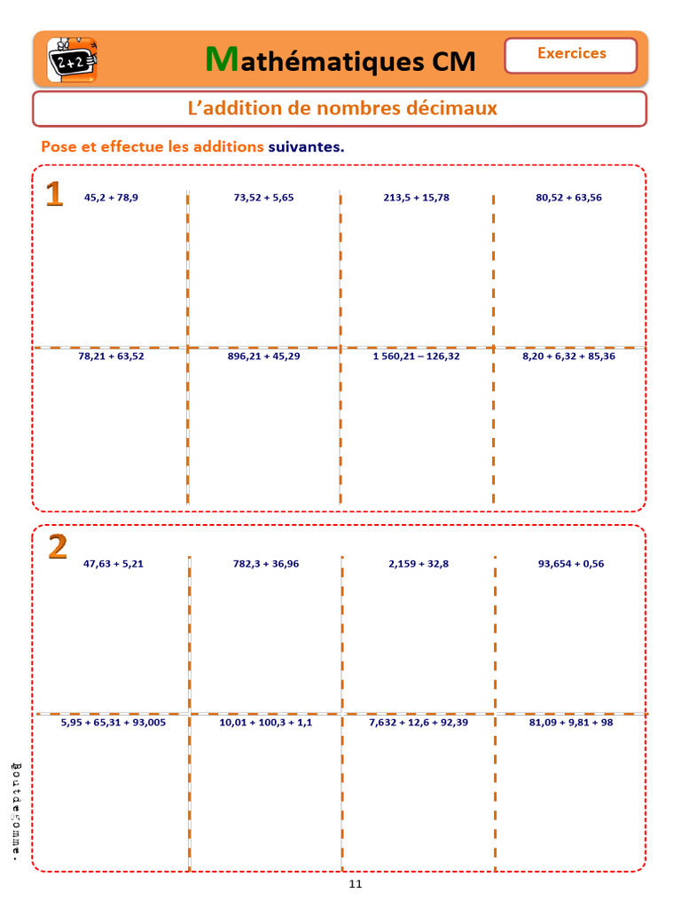 BDG Calcul Cm2 2012 Lec - On 2 Exercices | PDF