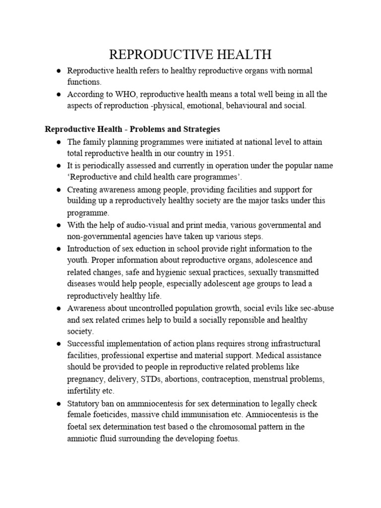 Reproductive Health: Awareness and Strategies | PDF | Sexually ...