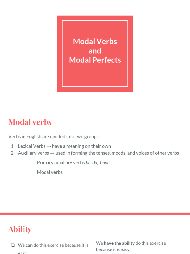 Understanding Modal Verbs and Perfects | PDF | Verb | Perfect (Grammar)