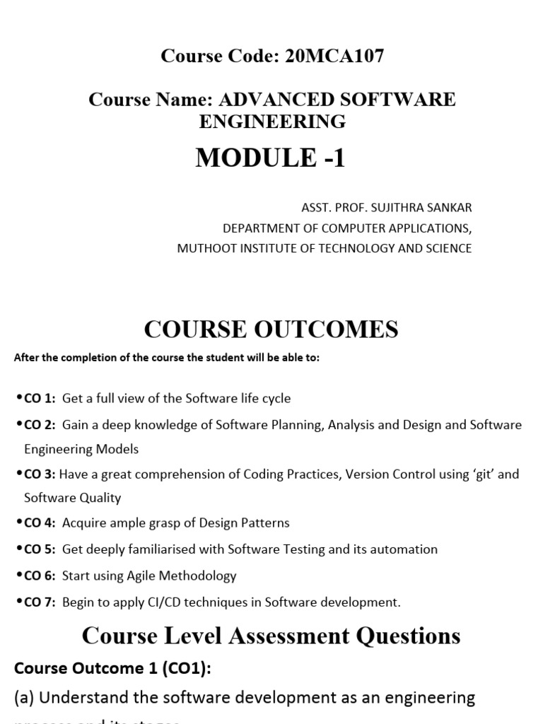 Advanced Software Engineering Overview | PDF | Usability | Reliability ...