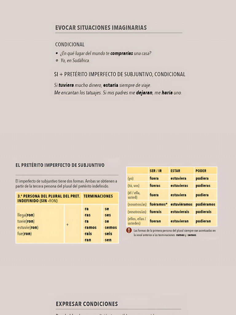 Pretérito Imperfecto Del Subjuntivo y Cómo Expresar Condiciones | PDF