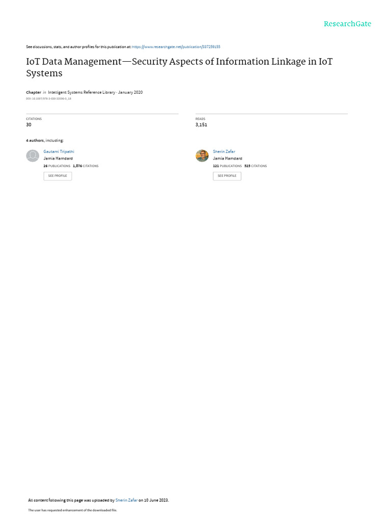 IoT Data Management Security Aspects of Information Linkage in IoT ...
