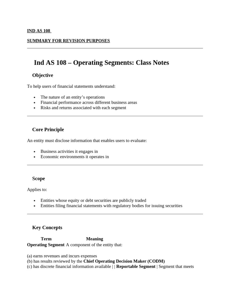 Ind AS 108: Operating Segments Overview | PDF