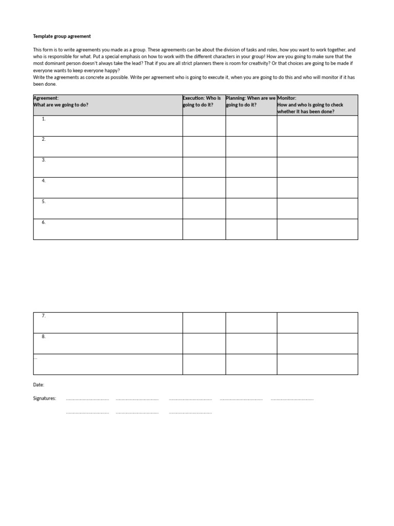 Group Agreement Template | PDF