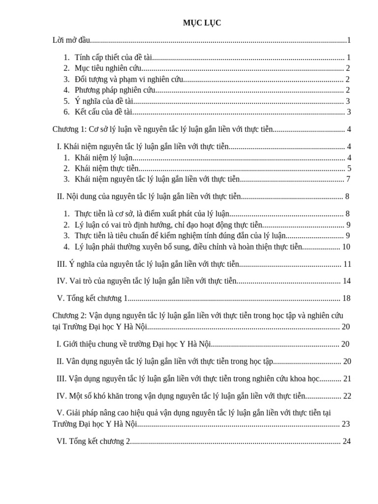 Muc Luc Tieu Luan Mau | PDF