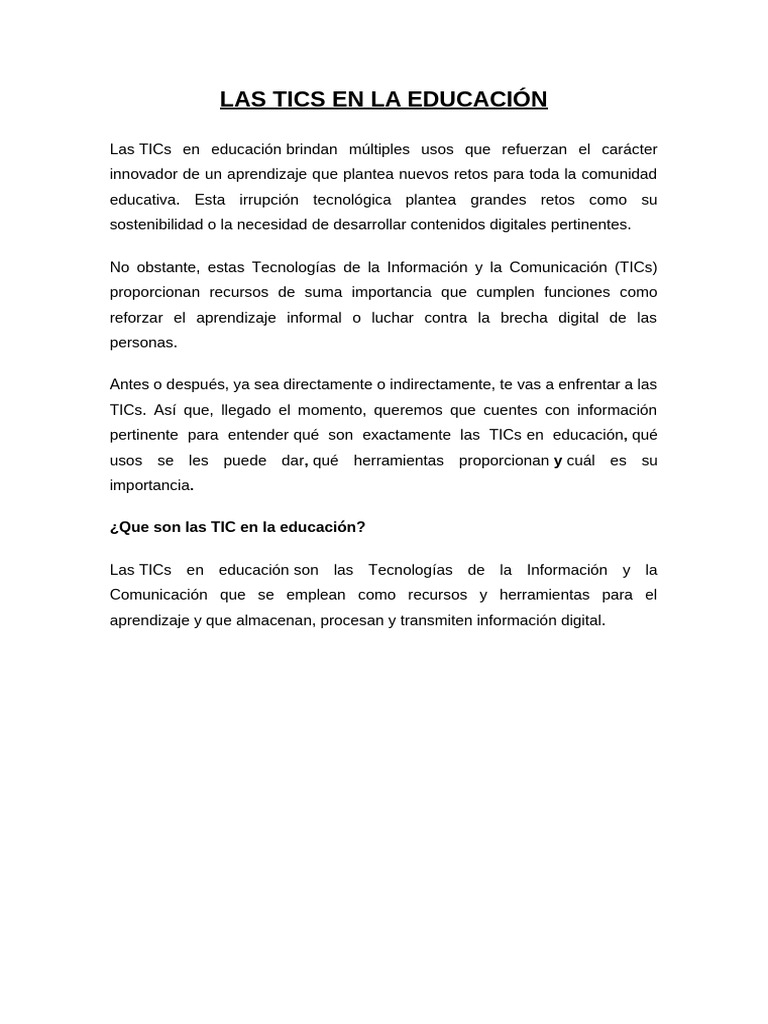 Las Tics en La Educacion | PDF | Tecnología de información y ...