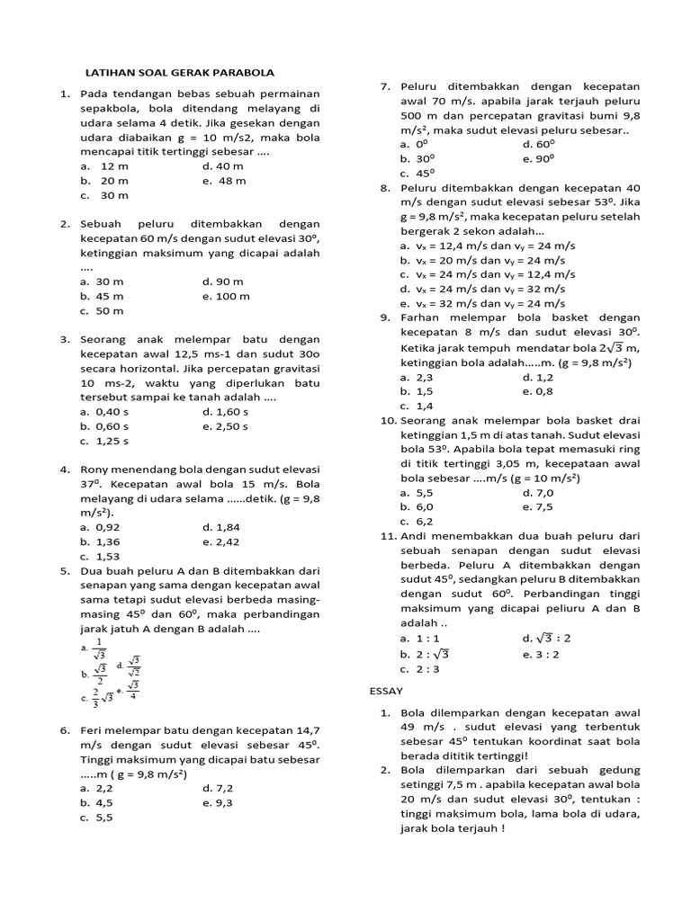 Lat Soal Gerak Parabola | PDF